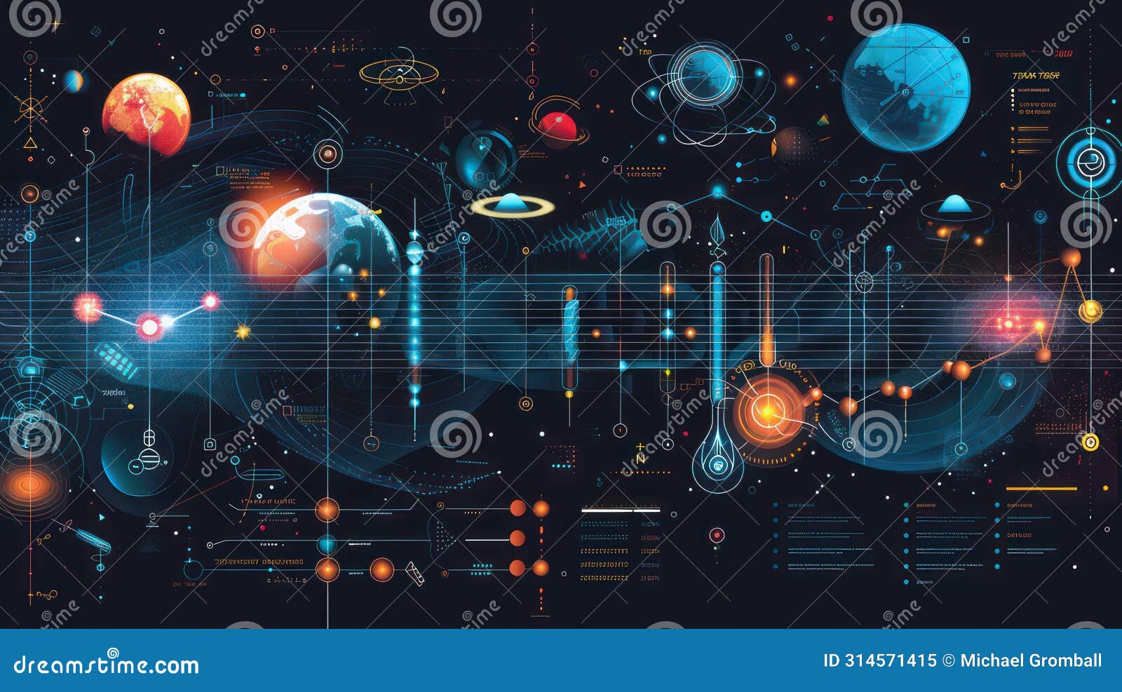 Modern Science Infographic Background with Planets Created with ...
