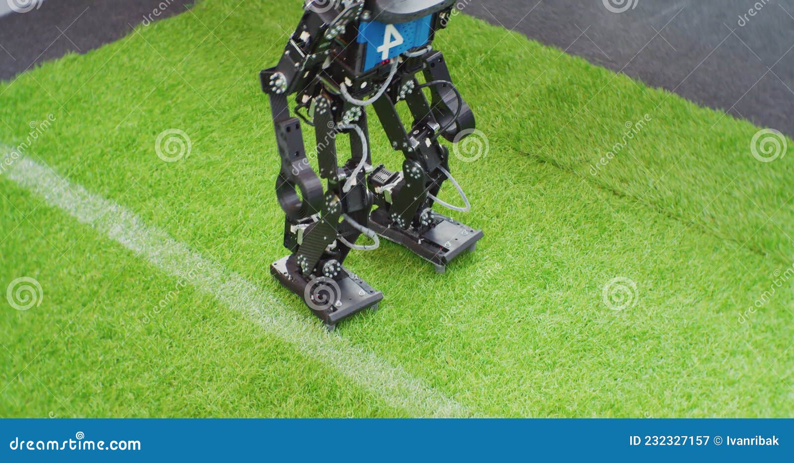 Modern Science and Technology.the Robot Walks on an Artificial Turf ...