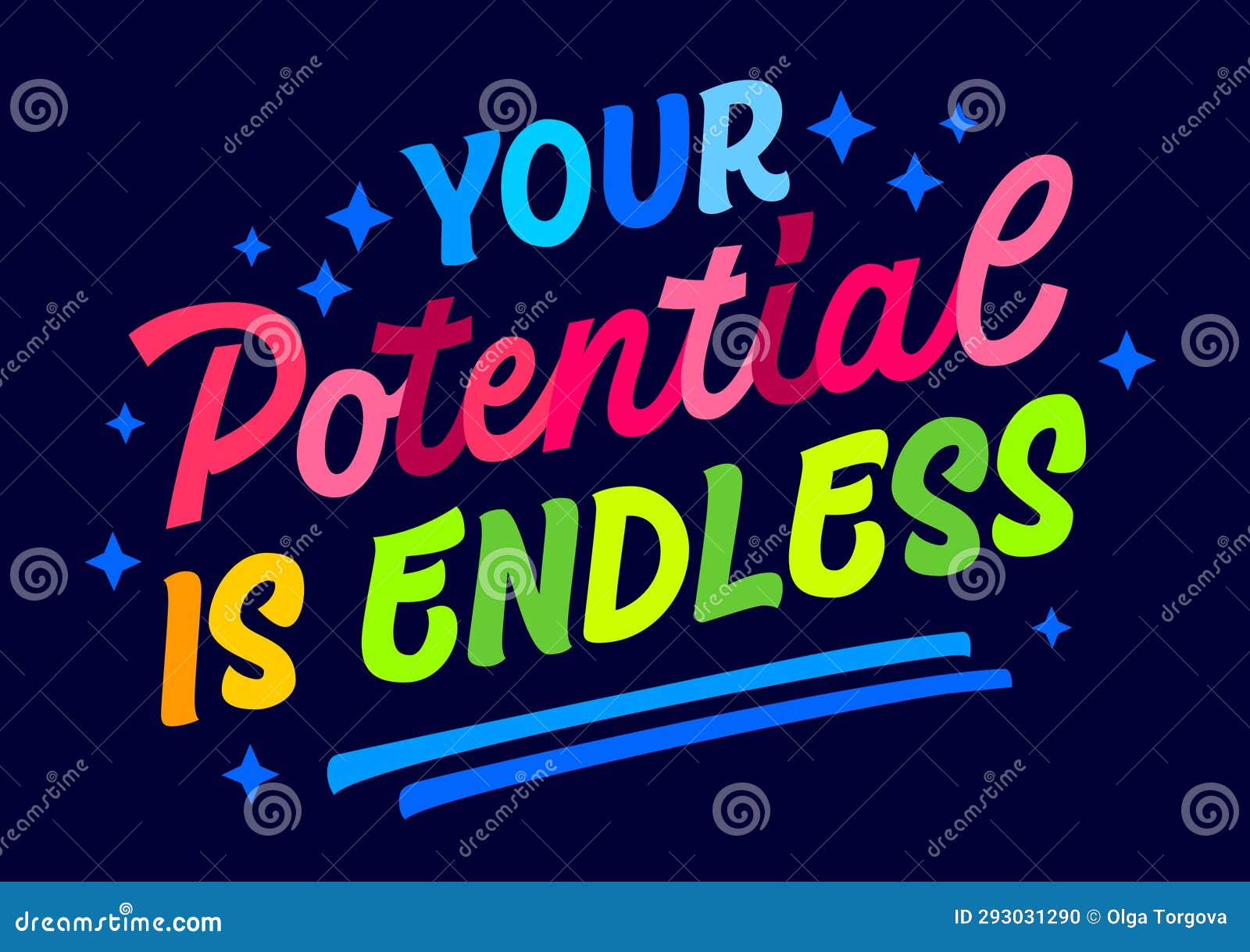 Modern script Style Lettering Design Element, Your Potential is Endless ...