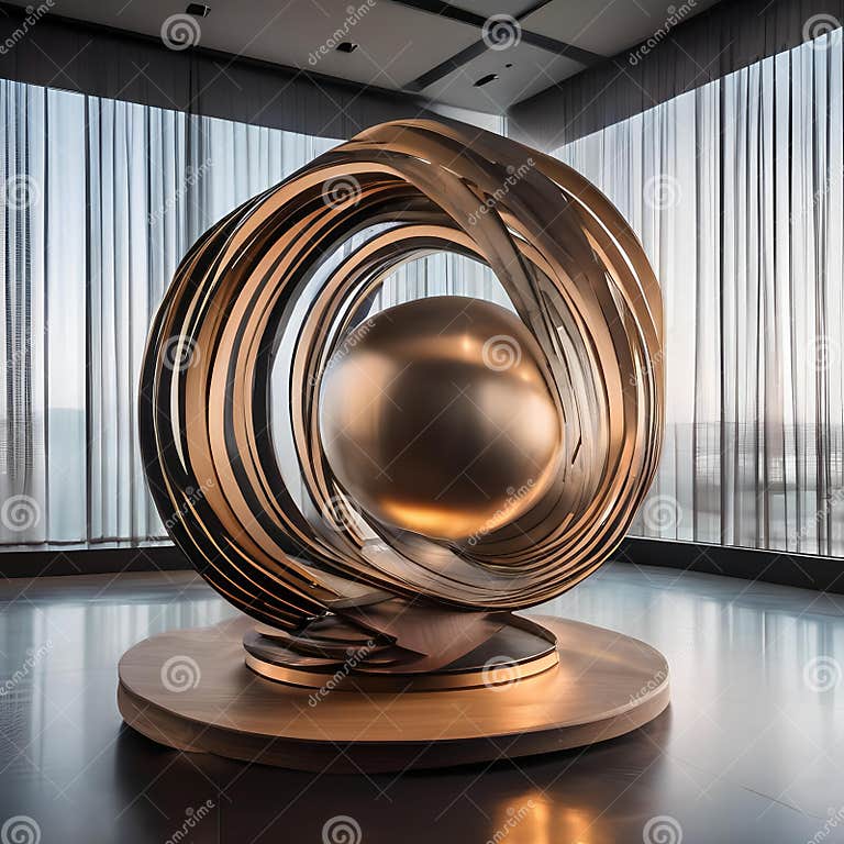 A Modern Sculpture Composed of Rotating Elements, Creating a Hypnotic ...