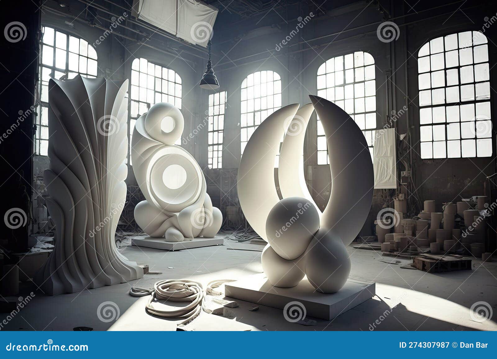 Modern Sculpture in the Making in a Big Bright Studio. Generative Ai ...