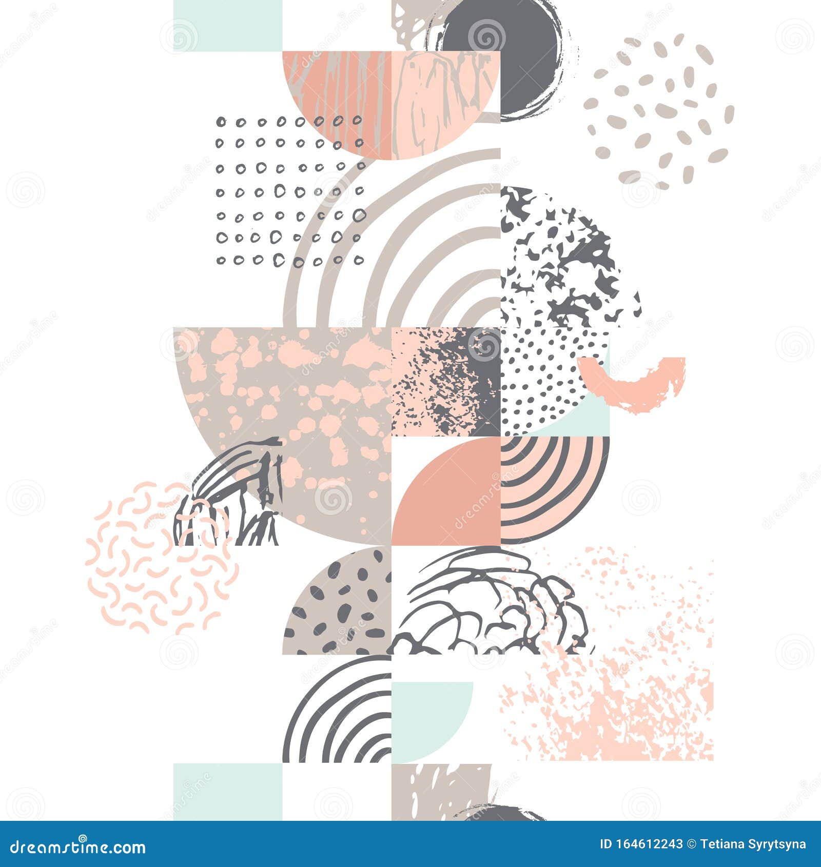 Modern Seamless Geometric Pattern: Semicircles, Circles, Squares ...