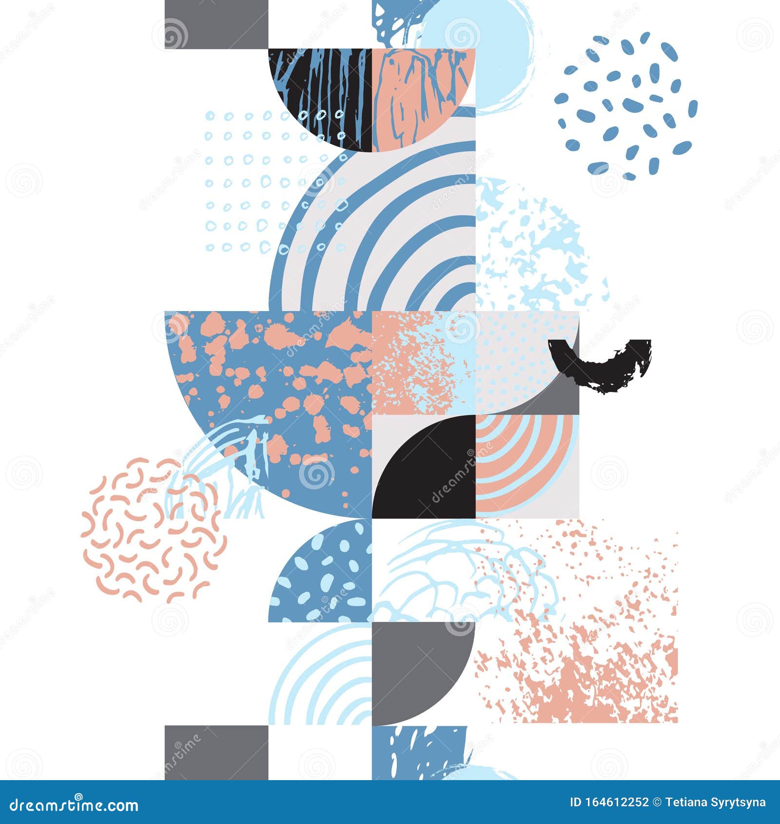 Modern Seamless Geometric Pattern: Semicircles, Circles, Squares ...