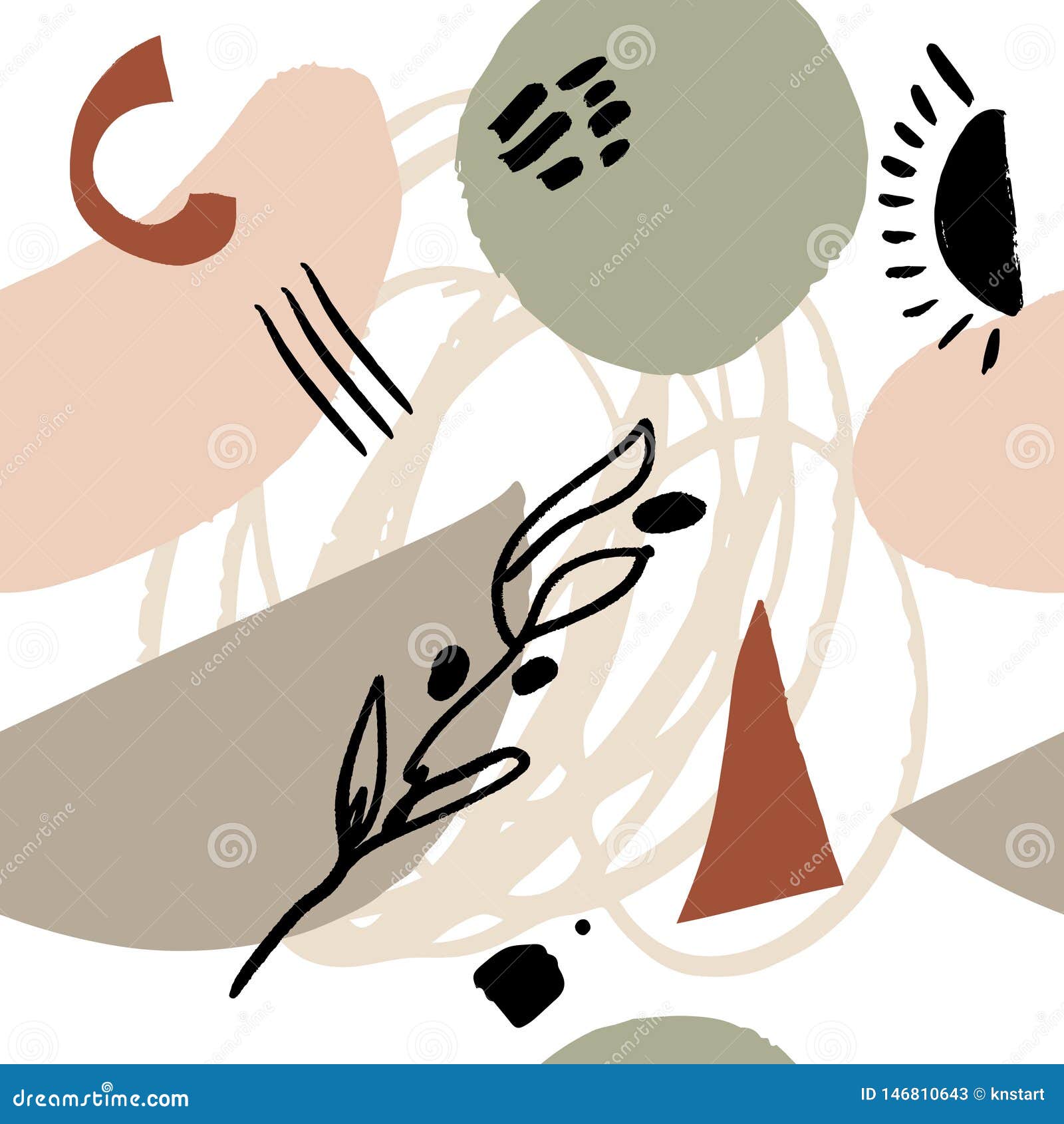 Modern Seamless Pattern with Abstract Shapes. Vector Clip Art Stock ...