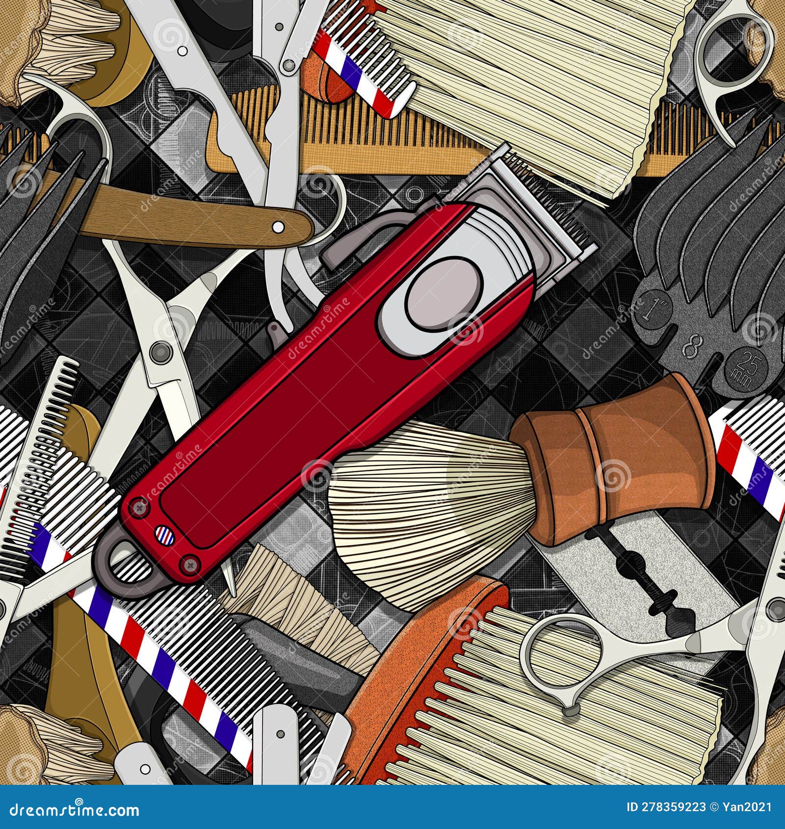 Modern Seamless Pattern of Barber Equipment Graphics Decorative ...