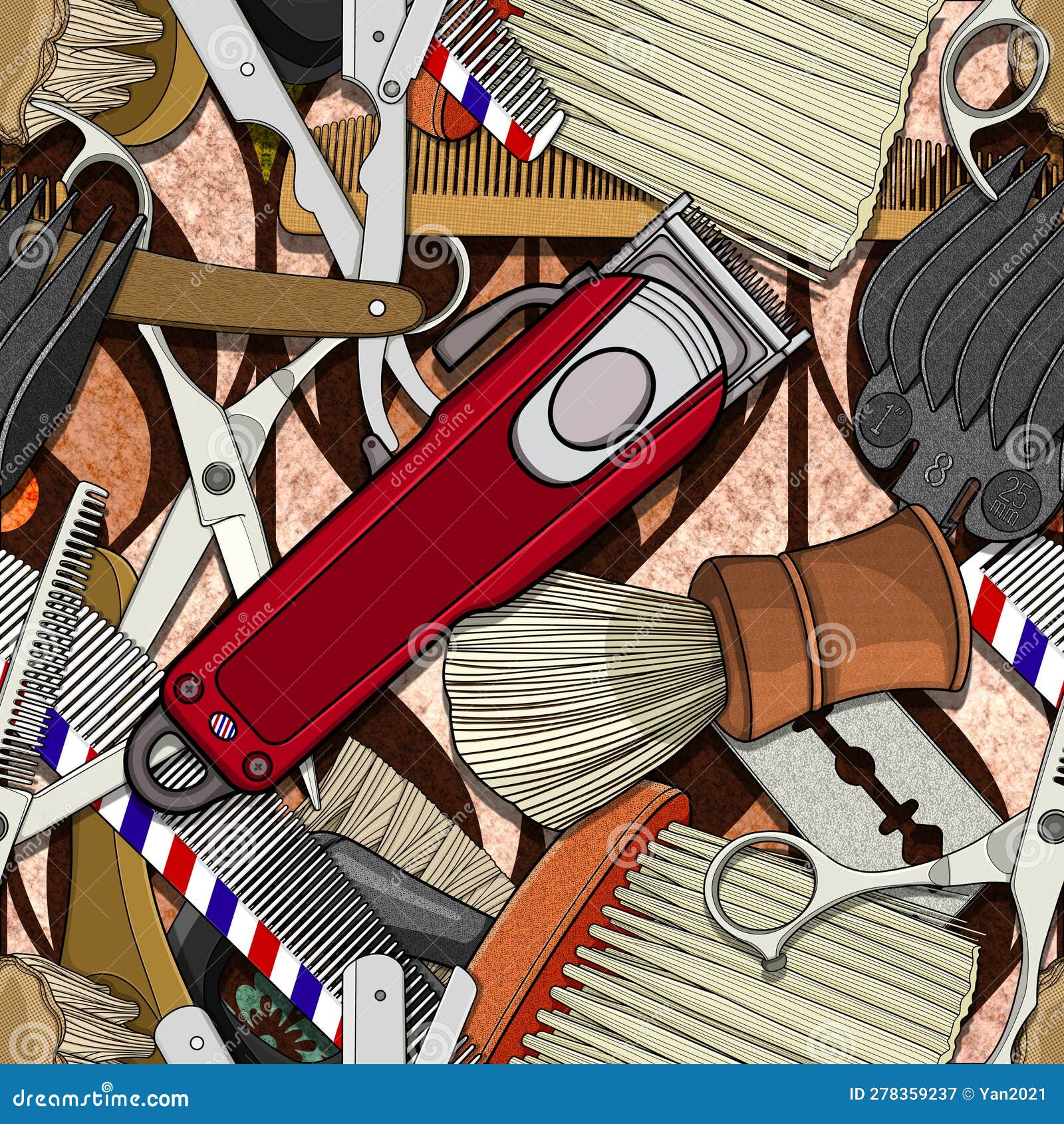 Modern Seamless Pattern of Barber Equipment Graphics Decorative ...