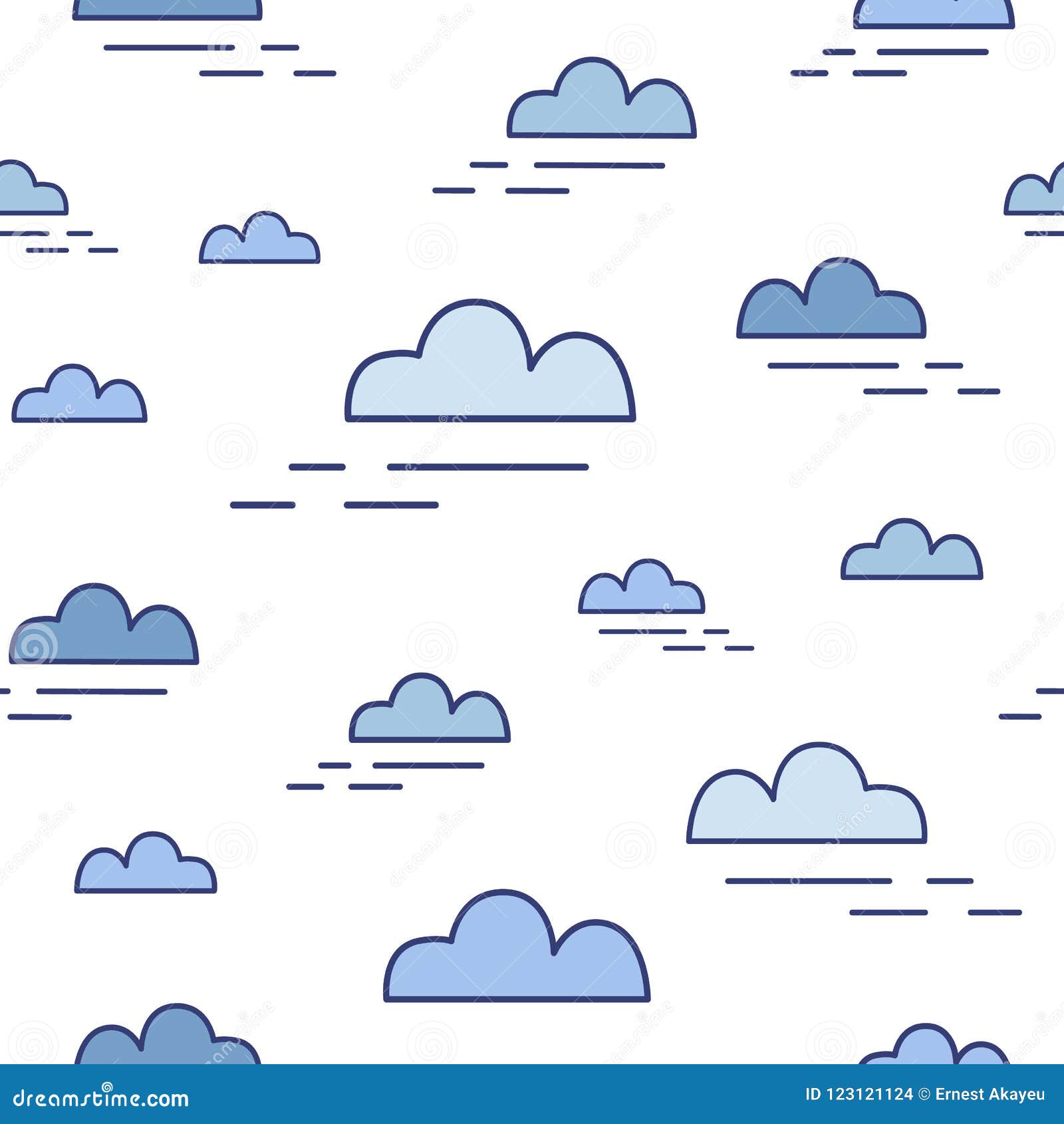Modern Seamless Pattern with Clouds of Different Size in Sky ...