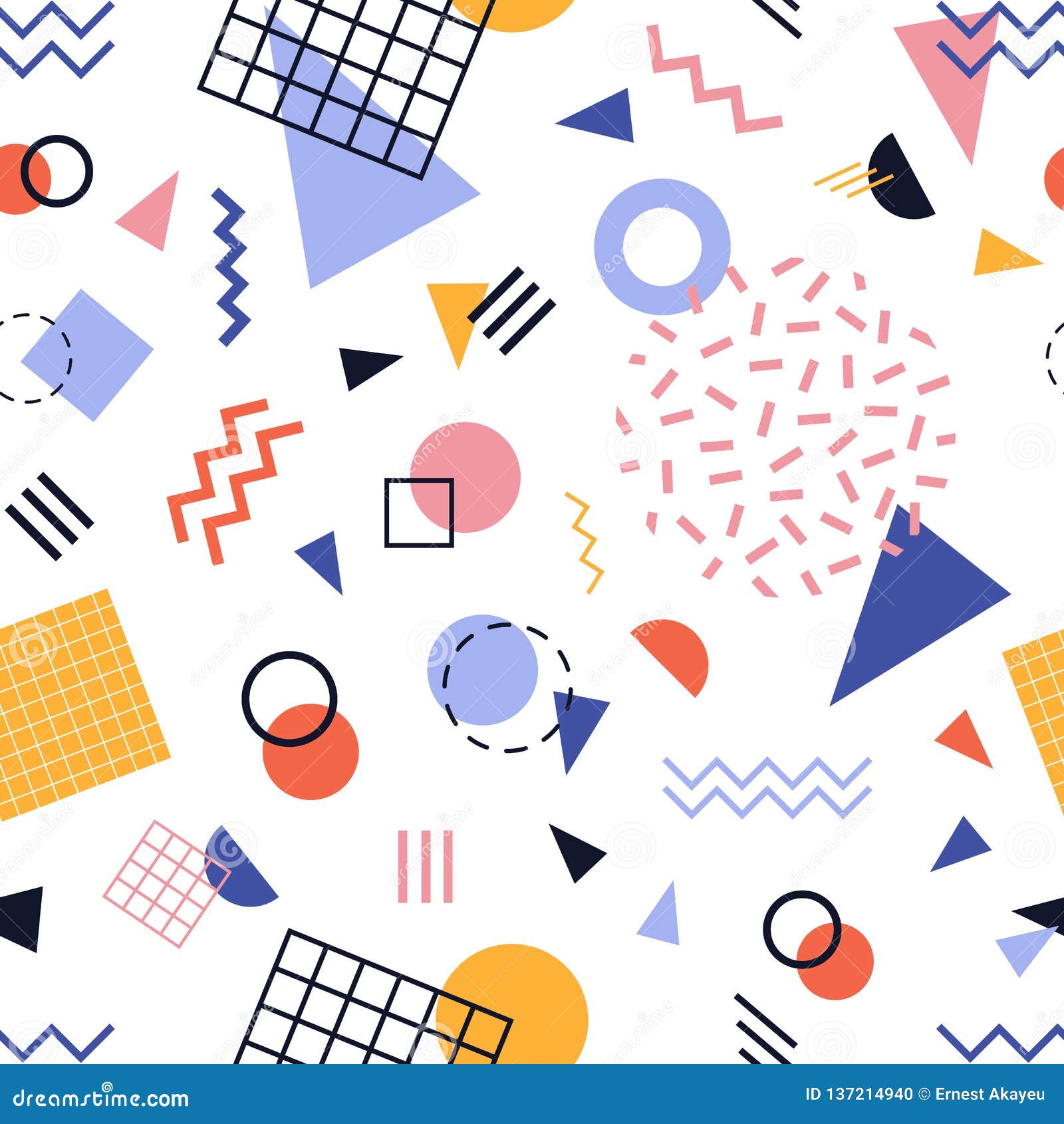 Modern Seamless Pattern with Colorful Lines and Geometric Shapes on ... Modern Seamless Pattern with Colorful Lines and Geometric Shapes on ...