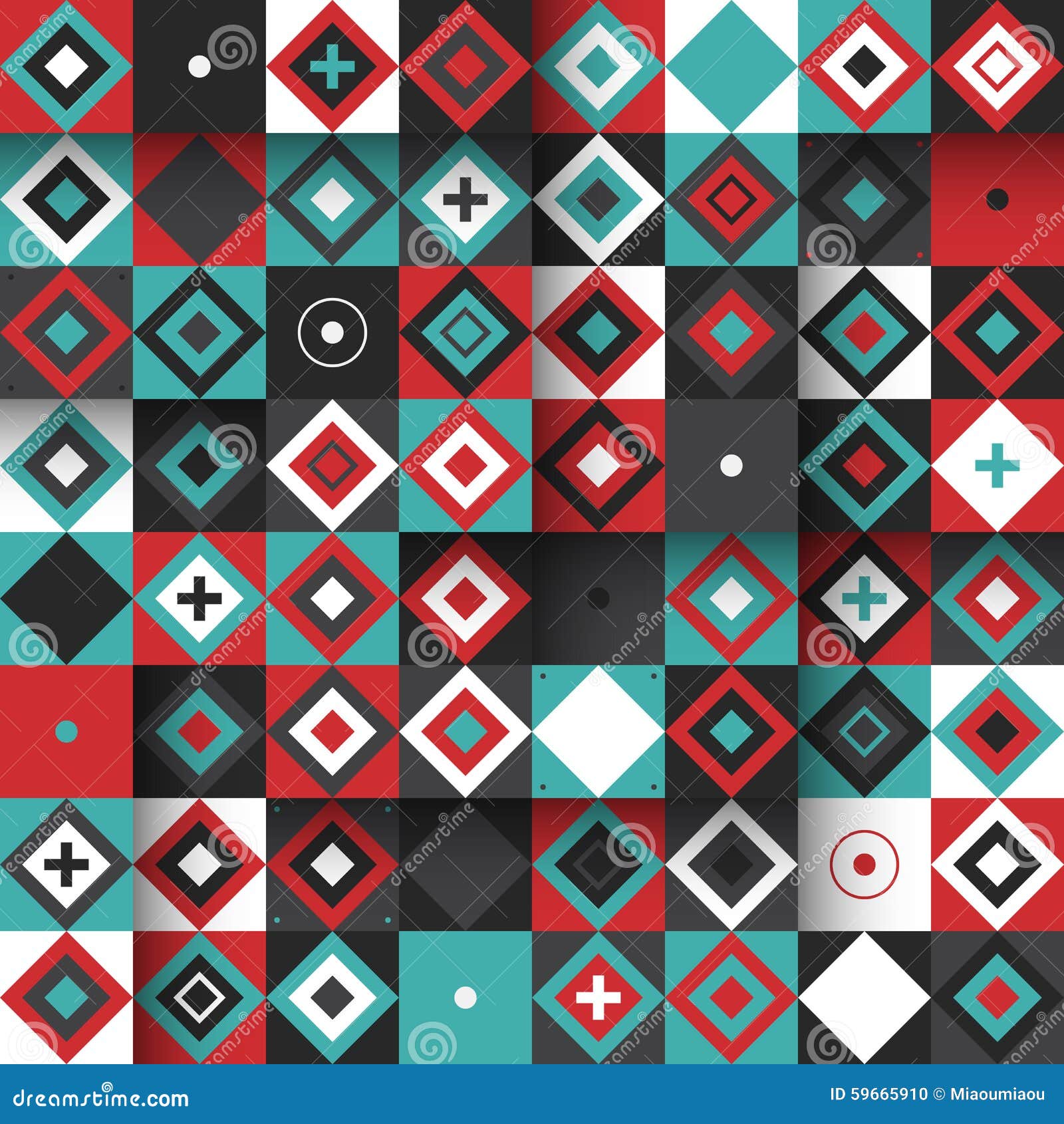 Modern Seamless Pattern with Colorful Squares and Diamonds Stock Vector ...