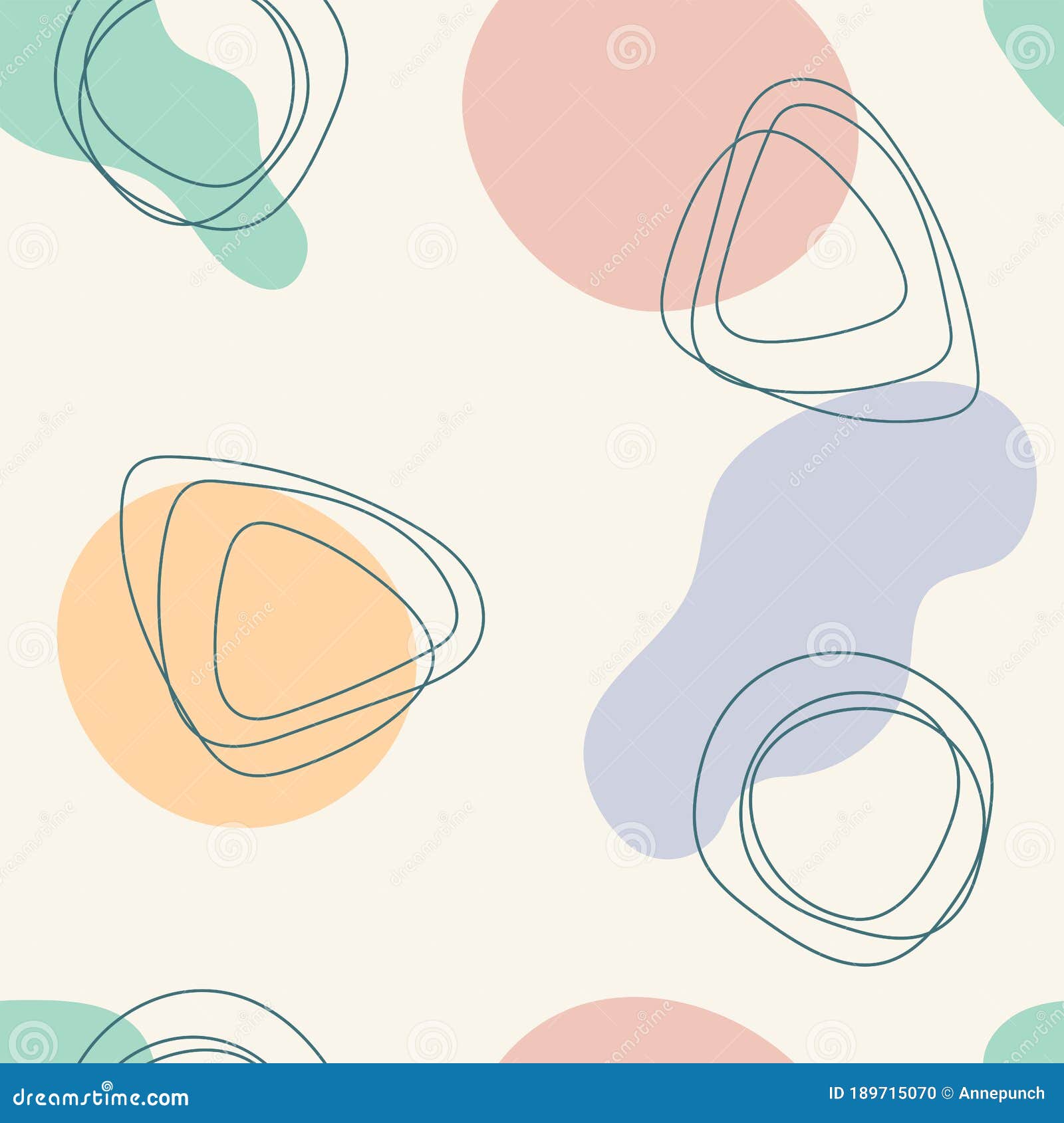 Modern Seamless Pattern with Geometric and Organic Shapes Drawn by Hand ...