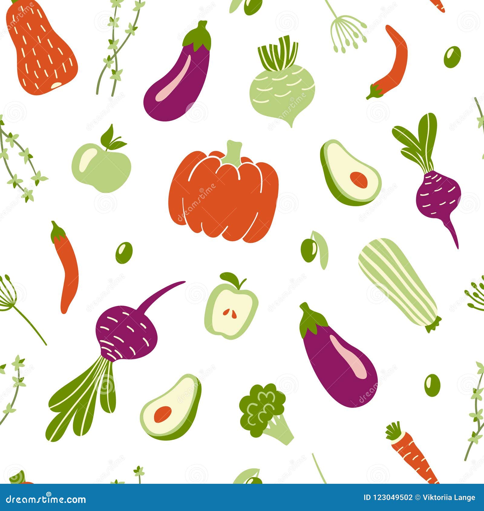 Modern Seamless Pattern with Hand Drawn Colorful Doodle Vegetables ...