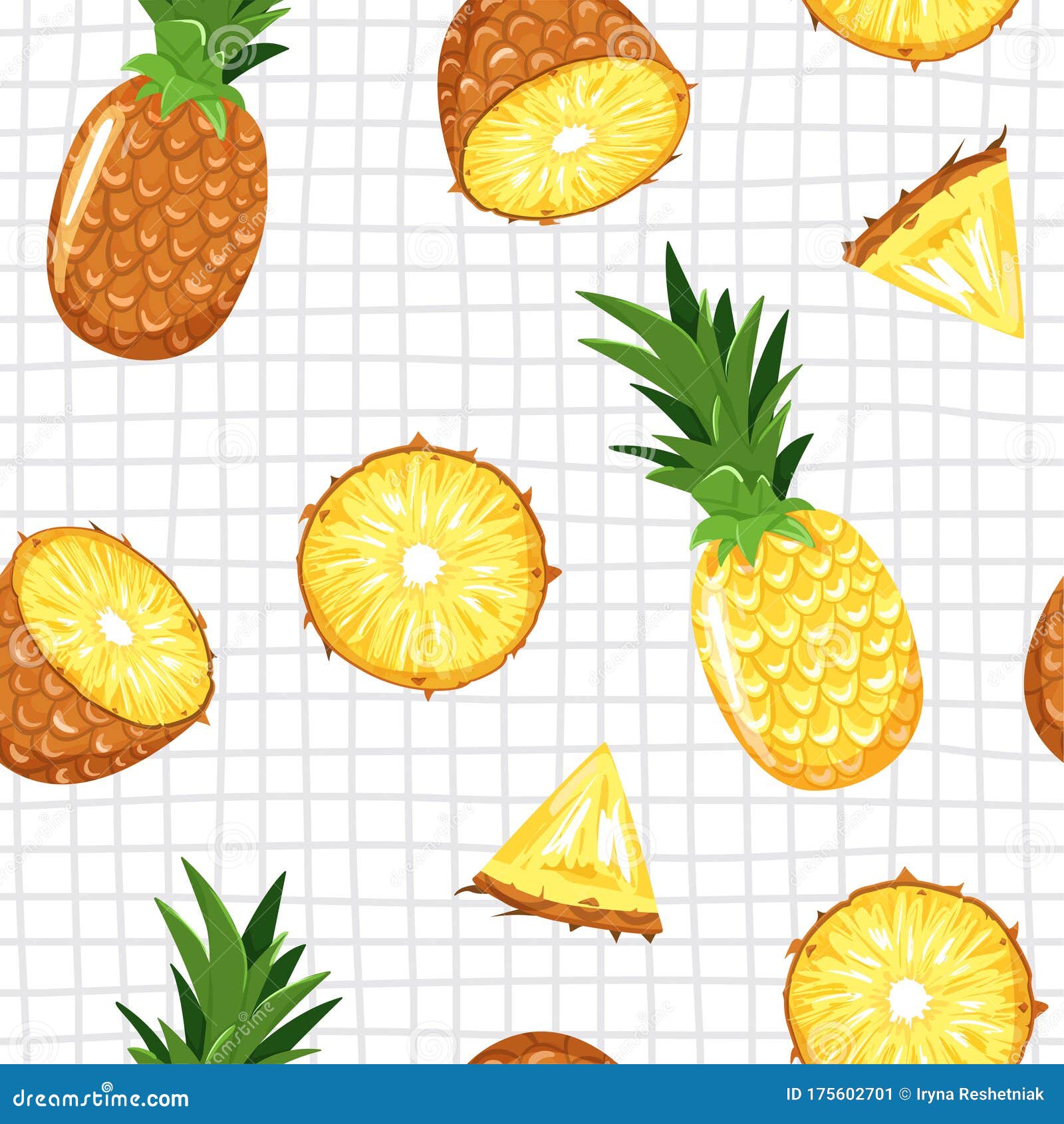 Modern Seamless Pattern with Pineapple and Slices. Stock Vector ...
