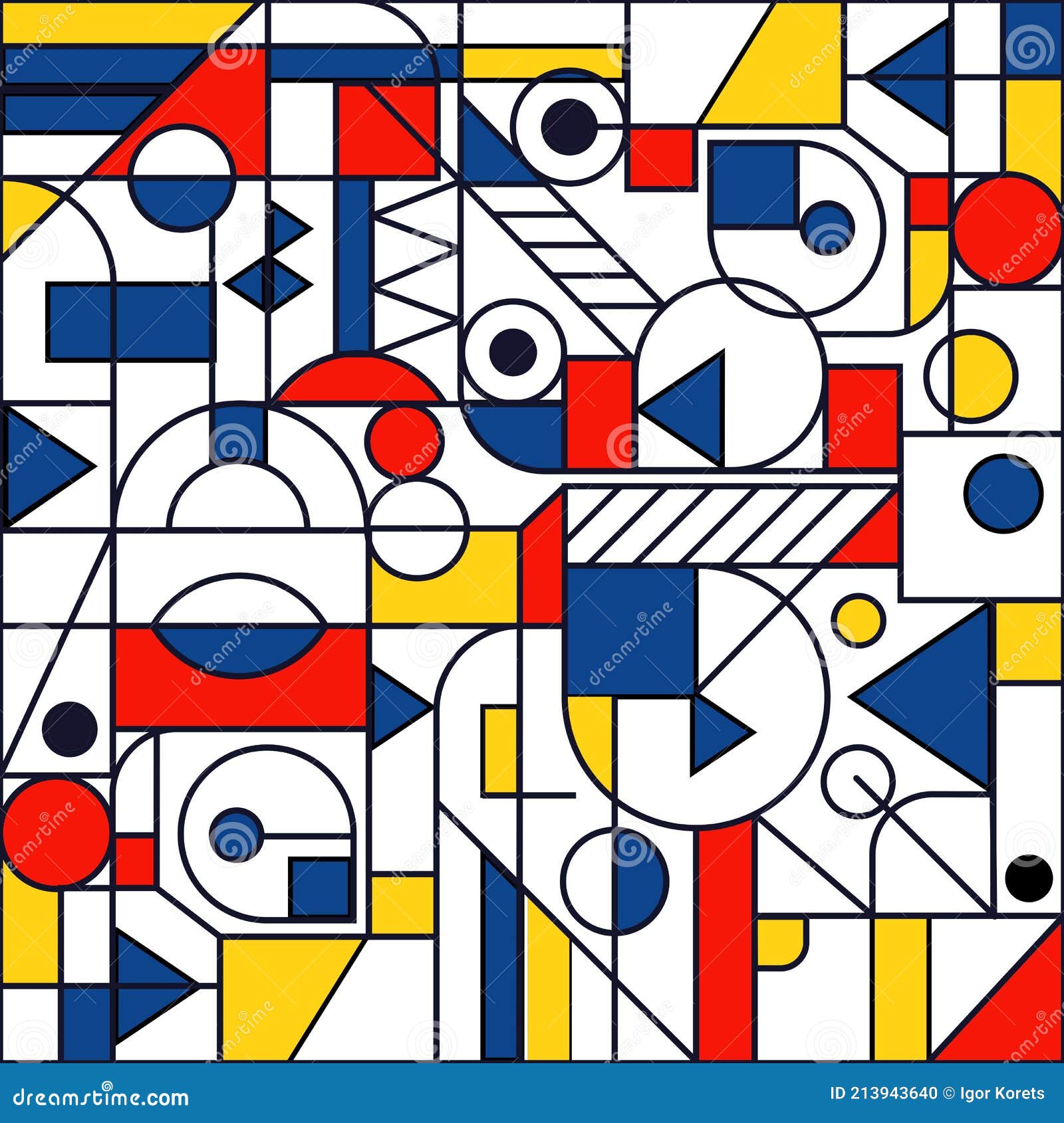 Modern Seamless Pattern in the Style of Neoplasticism, Bauhaus ...