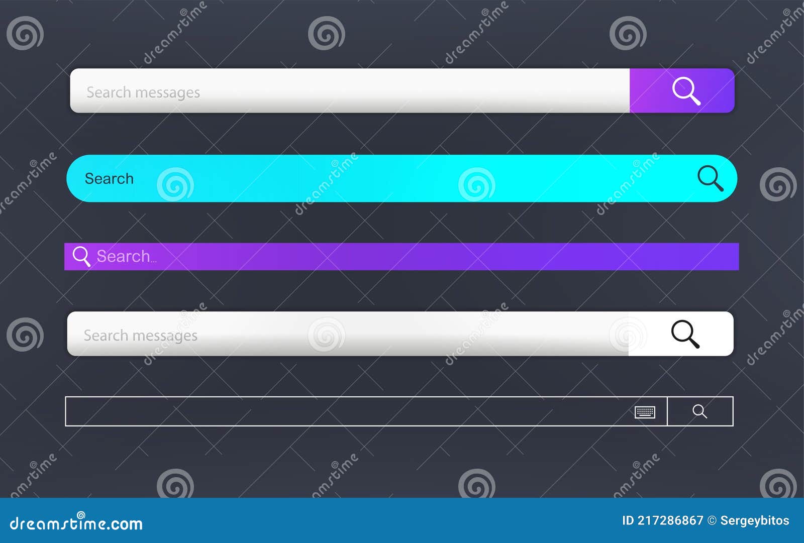 Modern Search Bar Set. Template Internet Searching Field in Web Browser ...