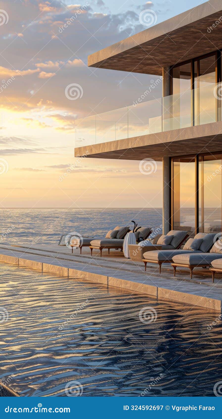 Modern Seaside Villa with Infinity Pool at Sunset, Luxury Vacation ...