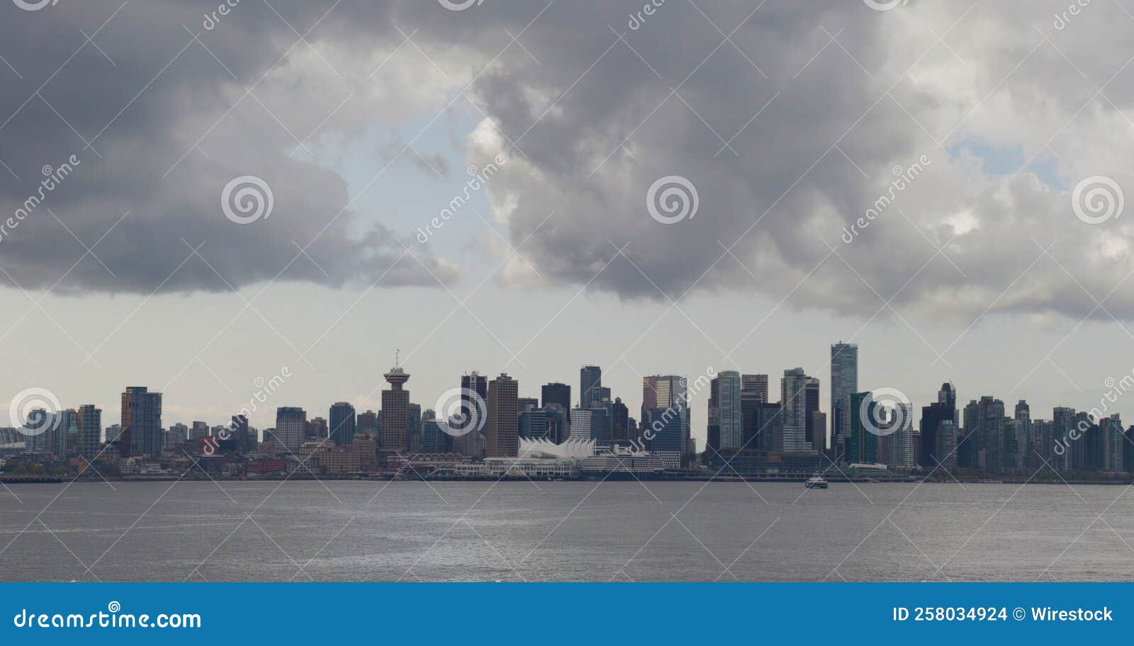 Modern Seattle Skyline with Fluffy Clouds in the Sky Stock Photo ...