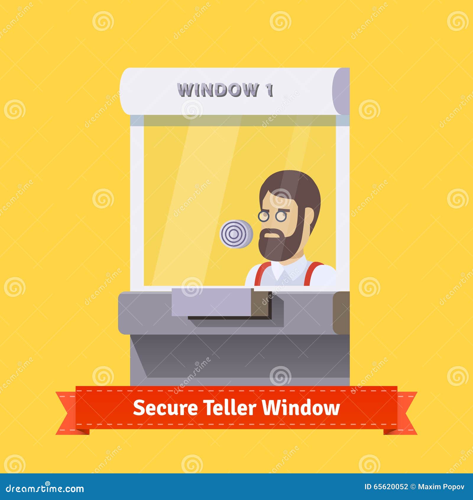 Modern Secure Teller Window with a Working Clerk Stock Vector ...