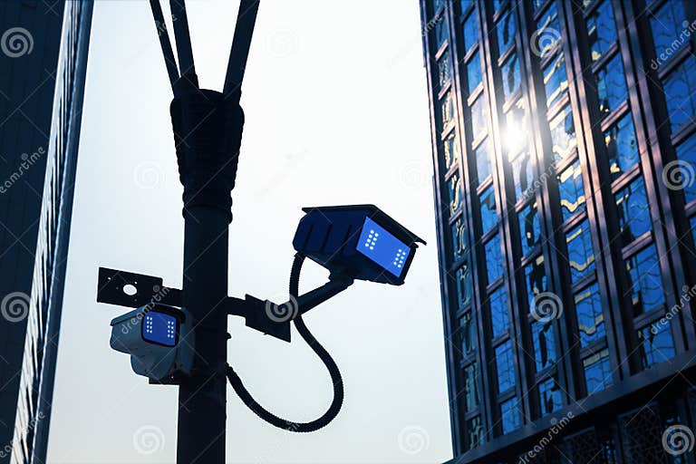 Modern Security Camera, Cctv Security Cameras Outdoors Stock Image ...