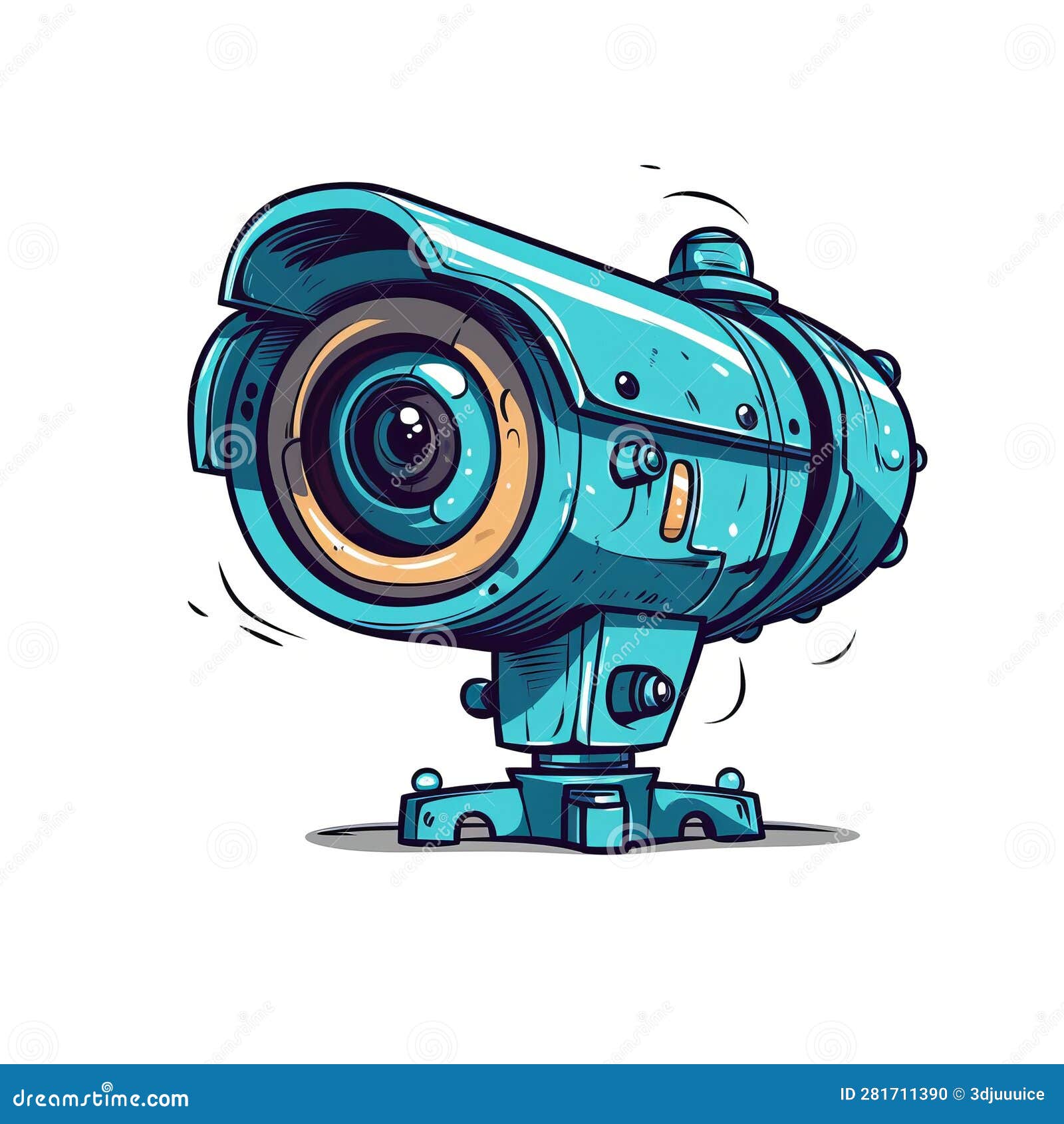 Modern Security Camera Equipment Cartoon Square Illustration. Stock ...