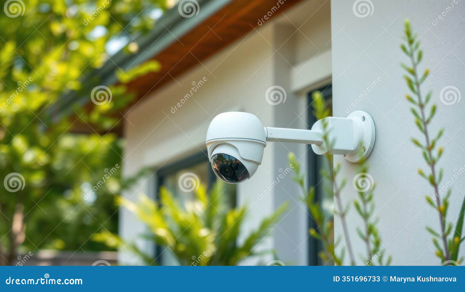 Modern Security Camera Mounted on Exterior Wall of House. Protection ...