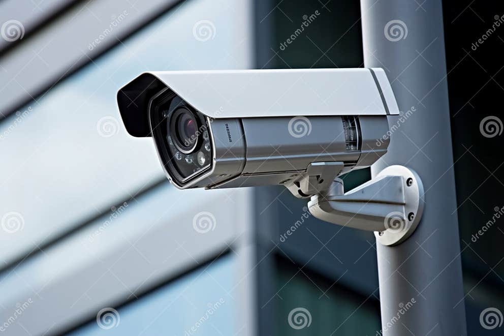 Modern Security, Camera Mounted on the Sleek Building S Exterior Stock ... Modern Security, Camera Mounted on the Sleek Building S Exterior Stock ...