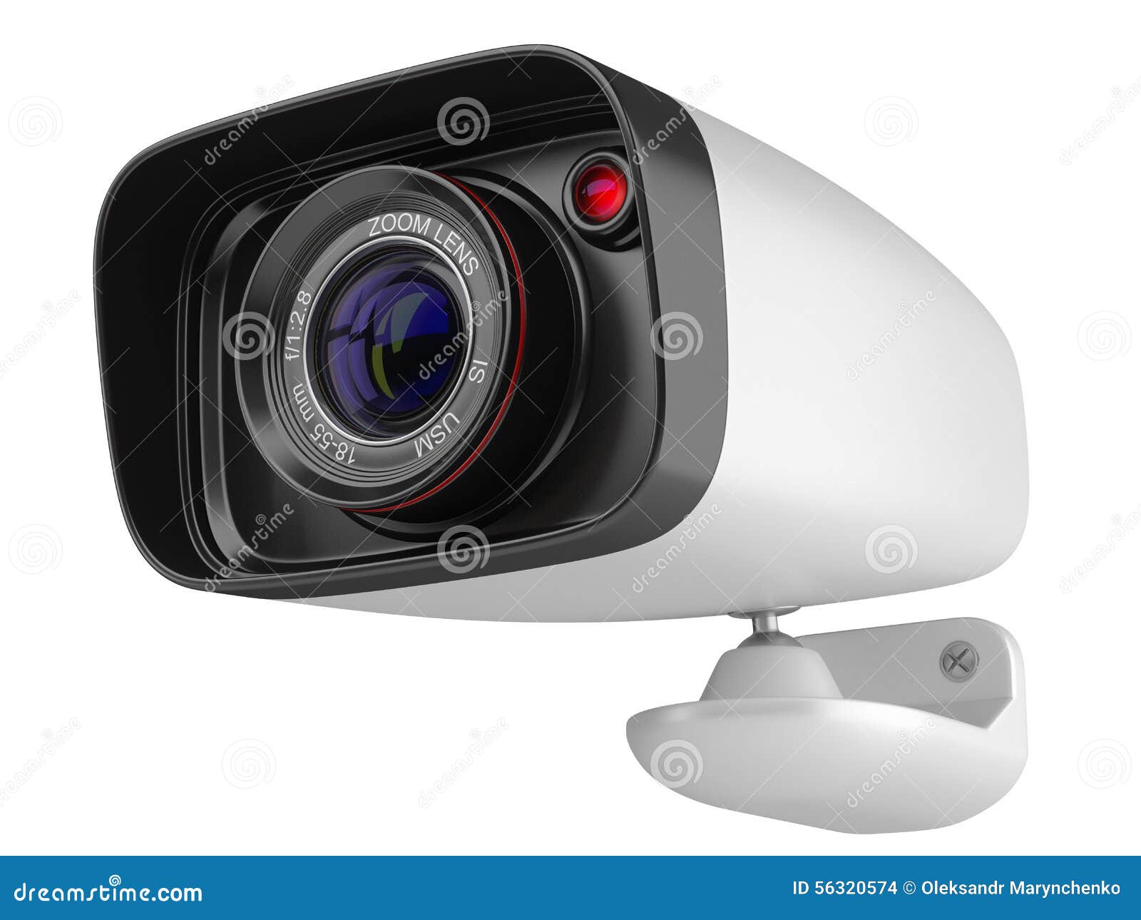 Modern Security Camera on White Background. 3d Image Stock Illustration ...