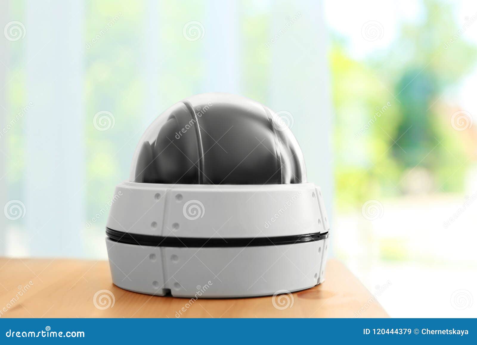 Modern Security CCTV Camera on Table Stock Image - Image of alarm ...