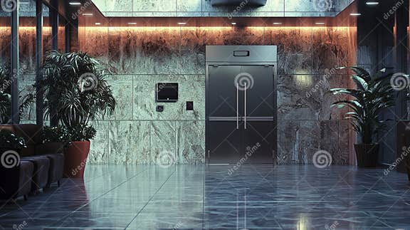 Modern Security Gate with Rfid Access in a Sleek Office Lobby High-tech ...