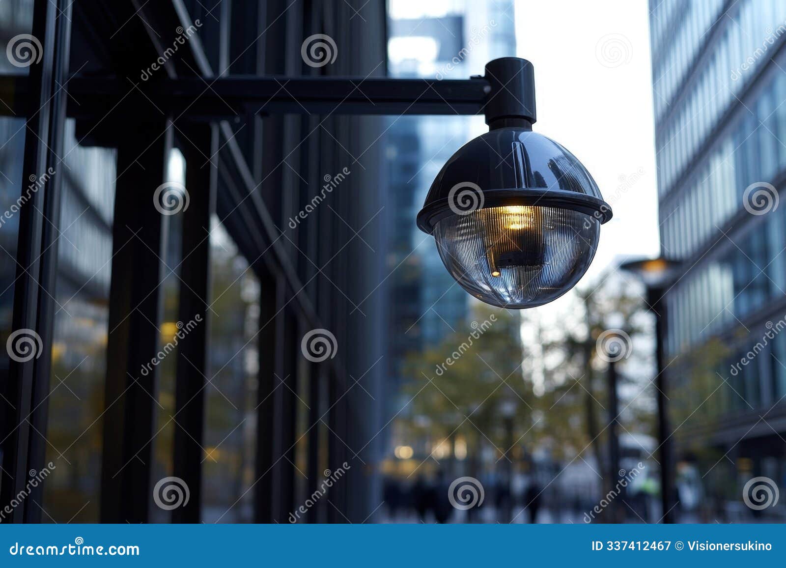 A Modern Security Light on a Building Facade Stock Illustration ...