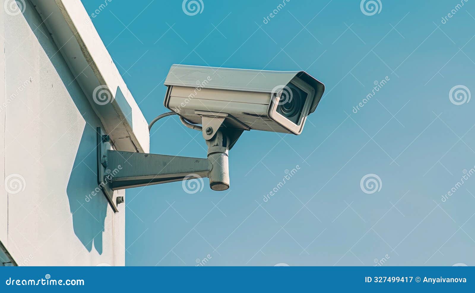Modern Security Surveillance Camera on Building with Clear Blue Sky ...