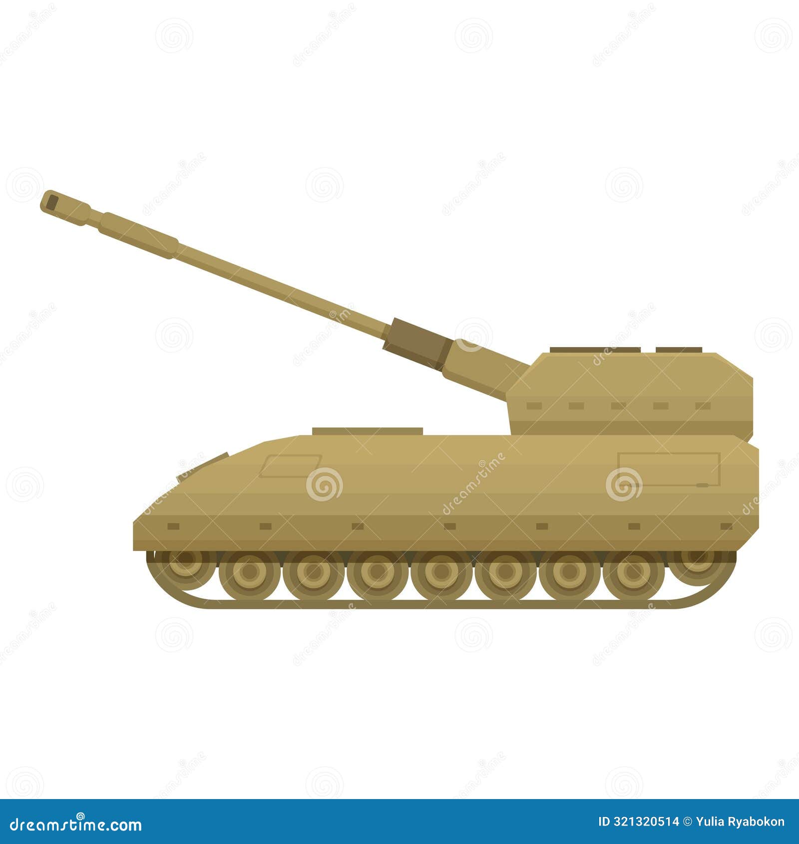 Modern Self Propelled Howitzer Artillery System On Tracks Side View ...