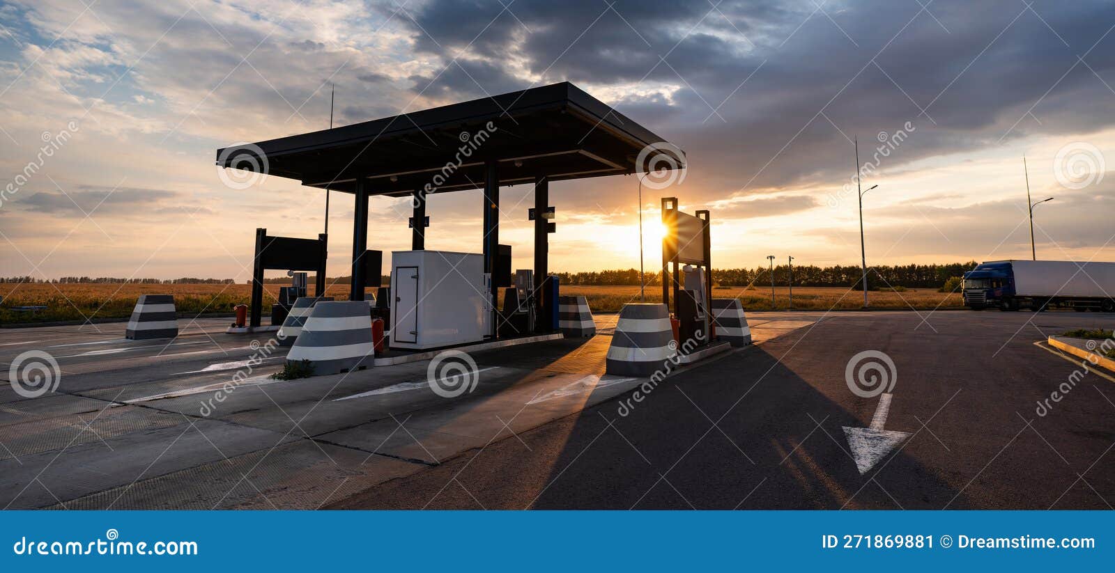 Modern Self Service Gas Station Stock Image - Image of petrol, exterior ...