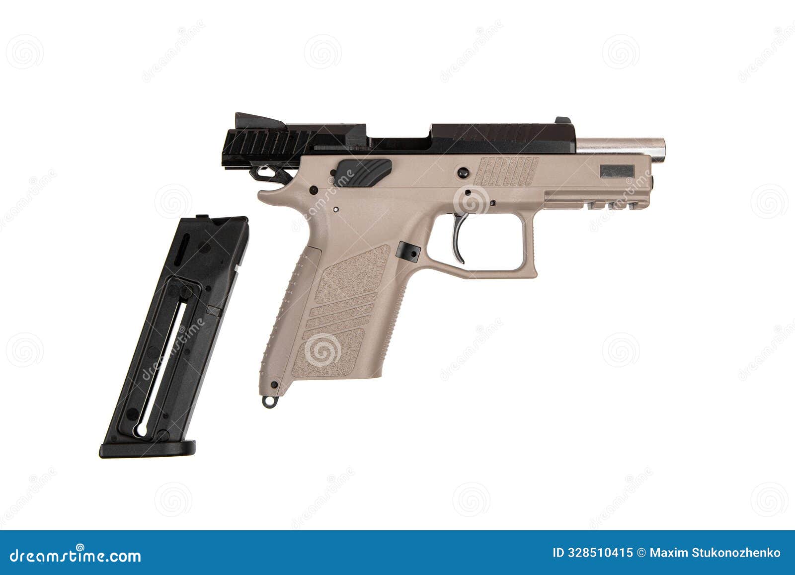 Modern Semi-automatic Pistol Isolate on a White Background. Short ...
