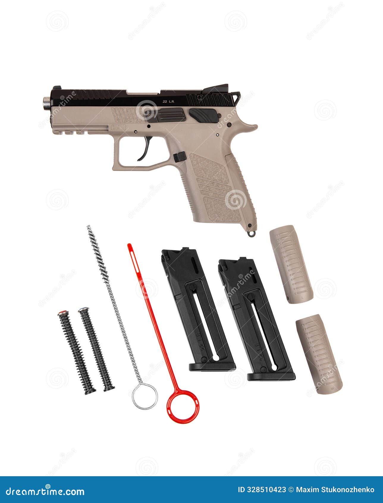 Modern Semi-automatic Pistol Isolate on a White Background. Short ...