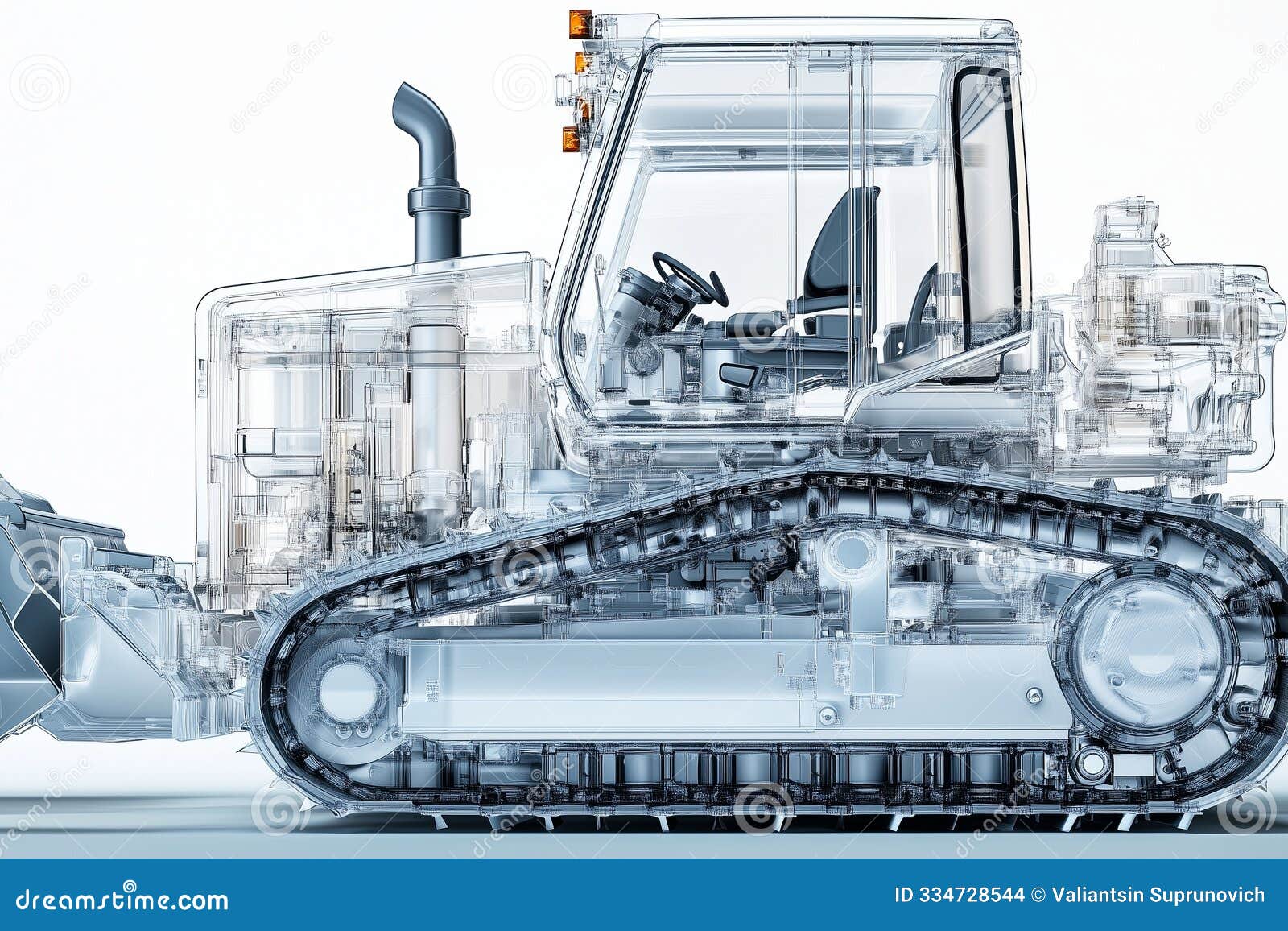 Modern Semi Transparent Bulldozer with Its Engine and Transmission ...