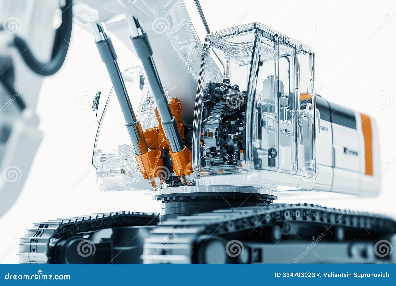 Modern Semi Transparent Excavator with Its Engine and Transmission ...