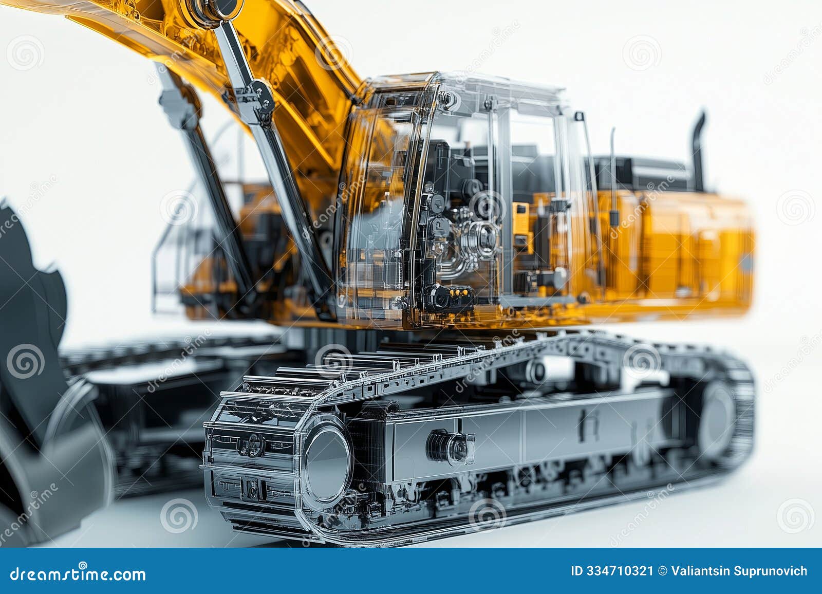 Modern Semi Transparent Excavator with Its Engine and Transmission ...