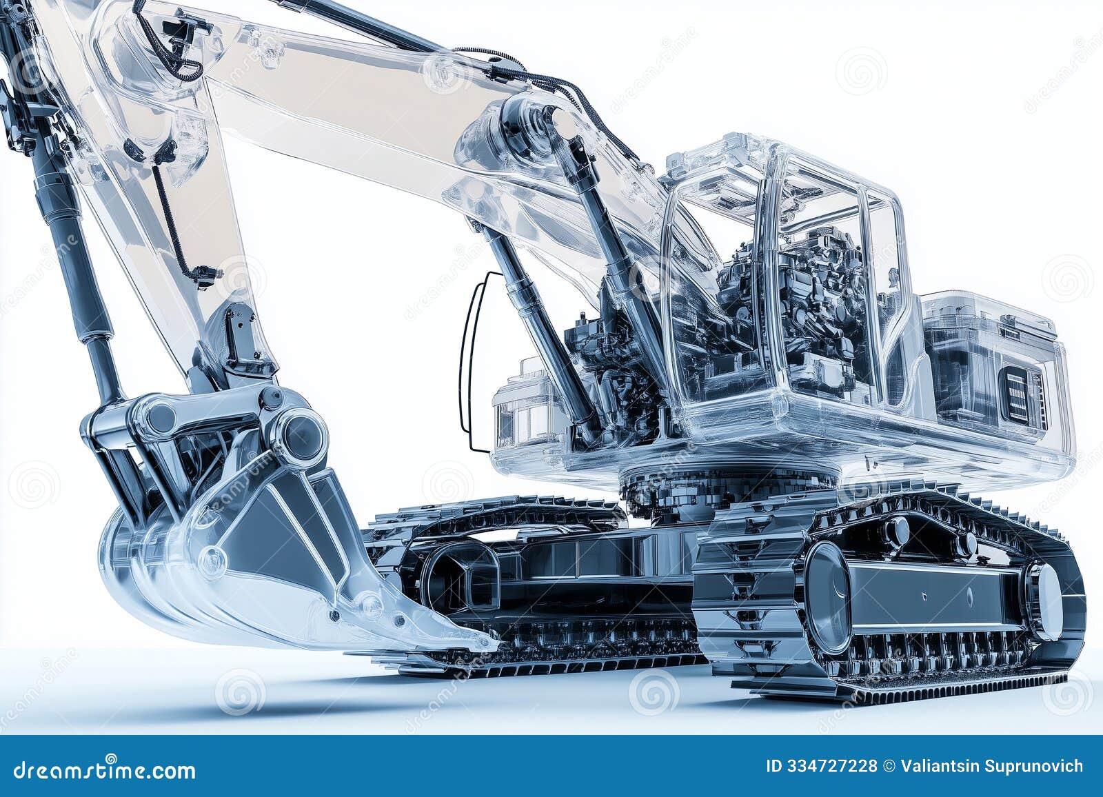 Modern Semi Transparent Excavator with Its Engine and Transmission ...