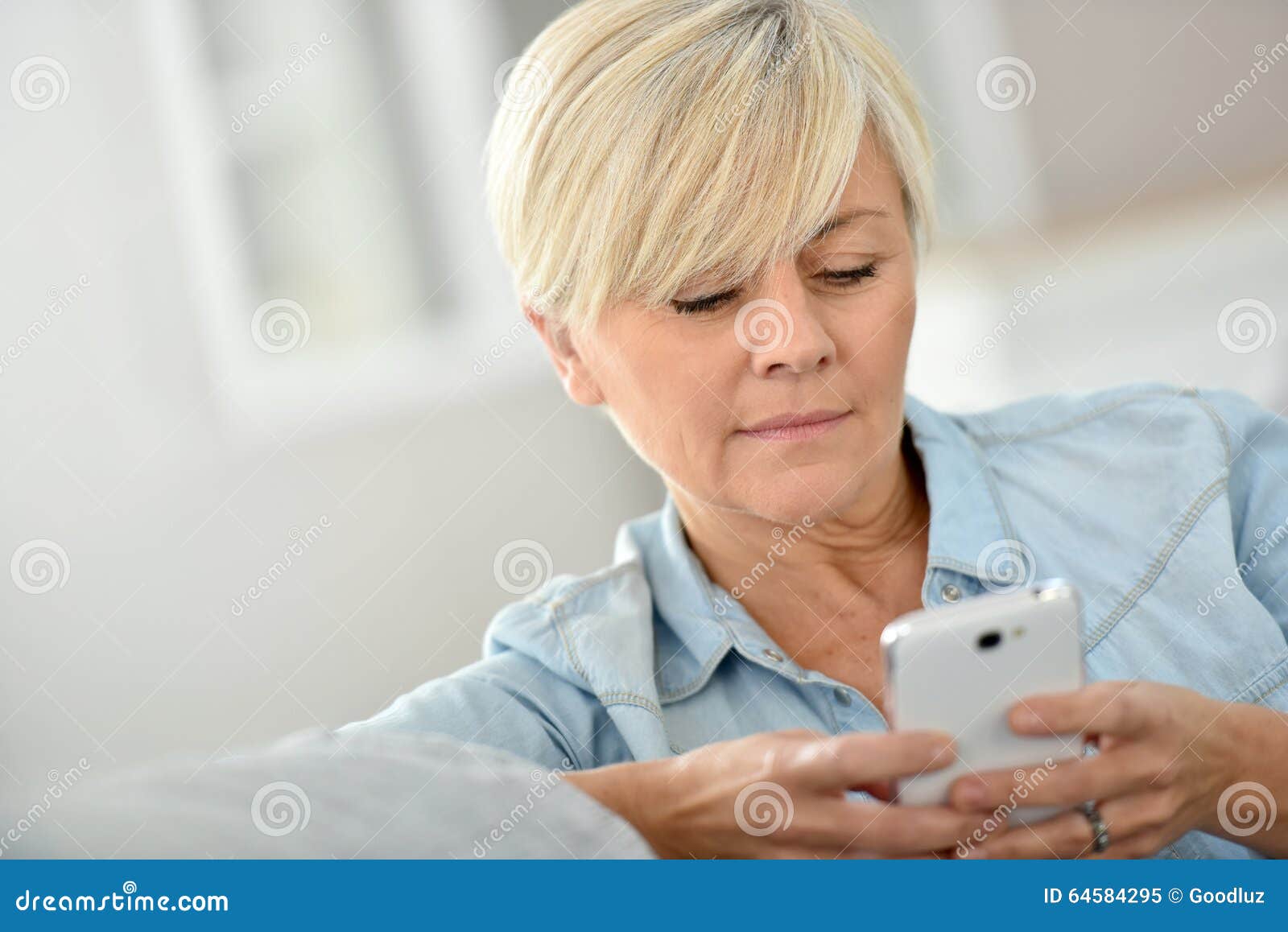 Modern Senior Woman Texting with Smartphone Stock Image - Image of ...