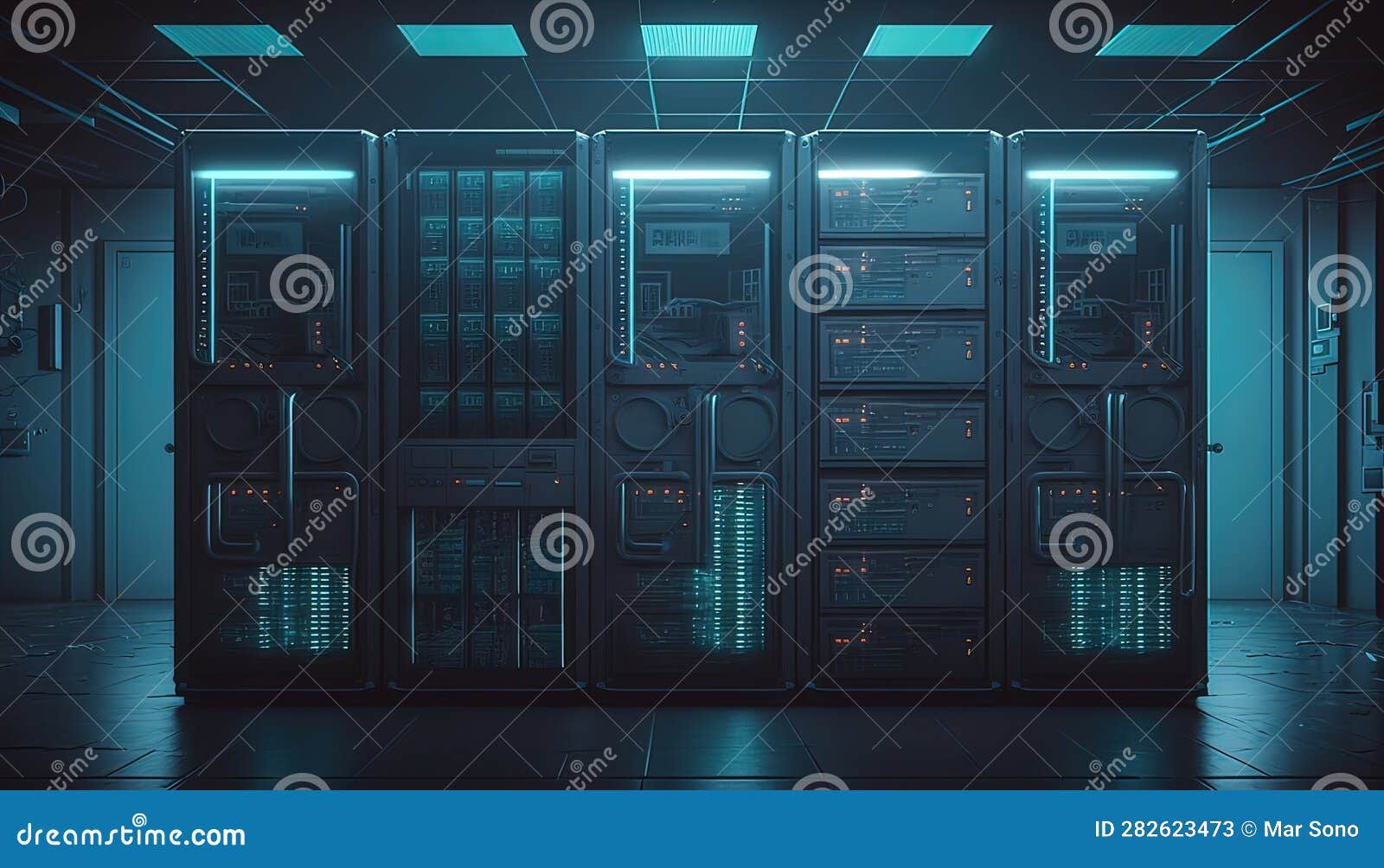 Modern Server Data Warehouse with Lots of Machine Cabinet Generate AI ...