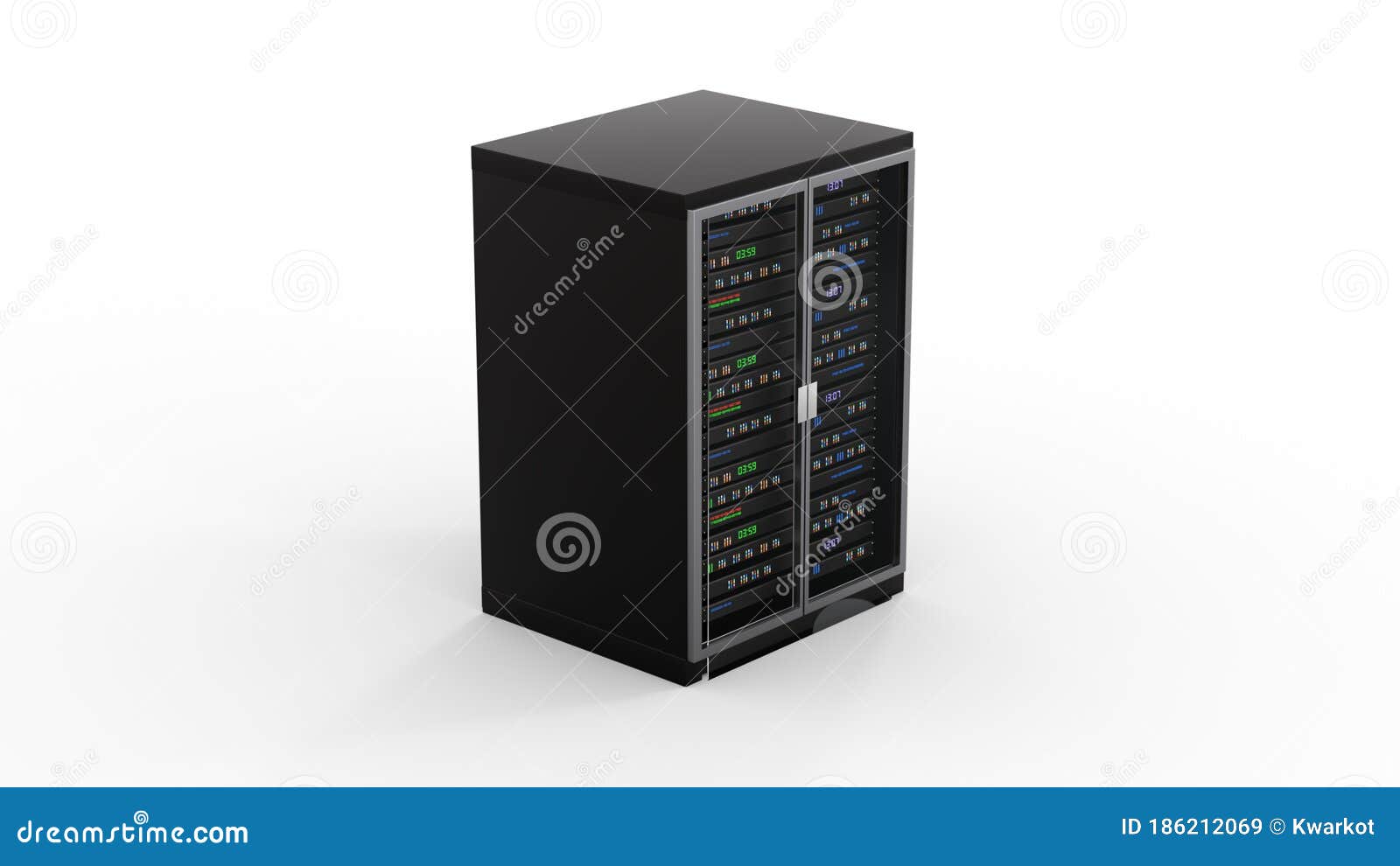 Modern Server Rack. Server Rack Image. Isolated on White Background. 3d ...