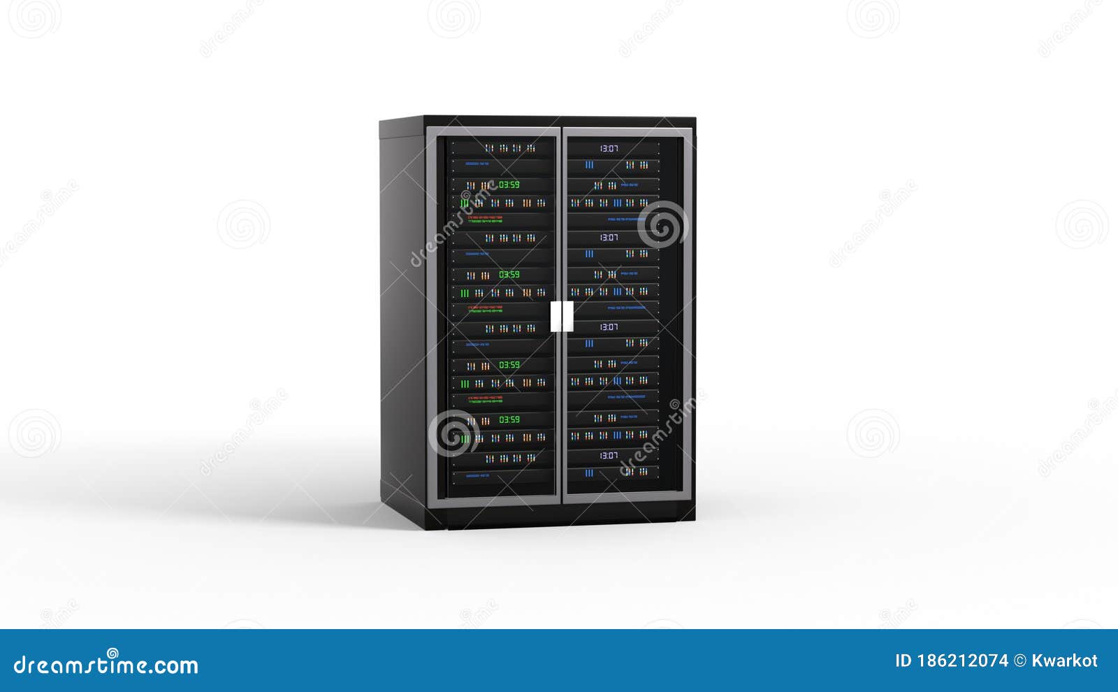 Modern Server Rack. Server Rack Image. Isolated on White Background. 3d ...
