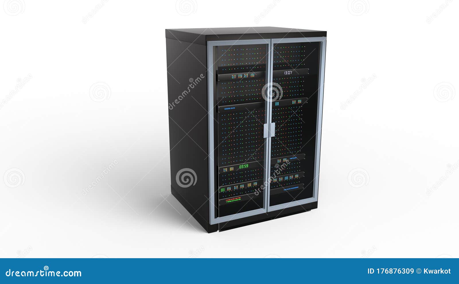 Modern Server Rack. Server Rack Image. Isolated on White Background. 3d ...