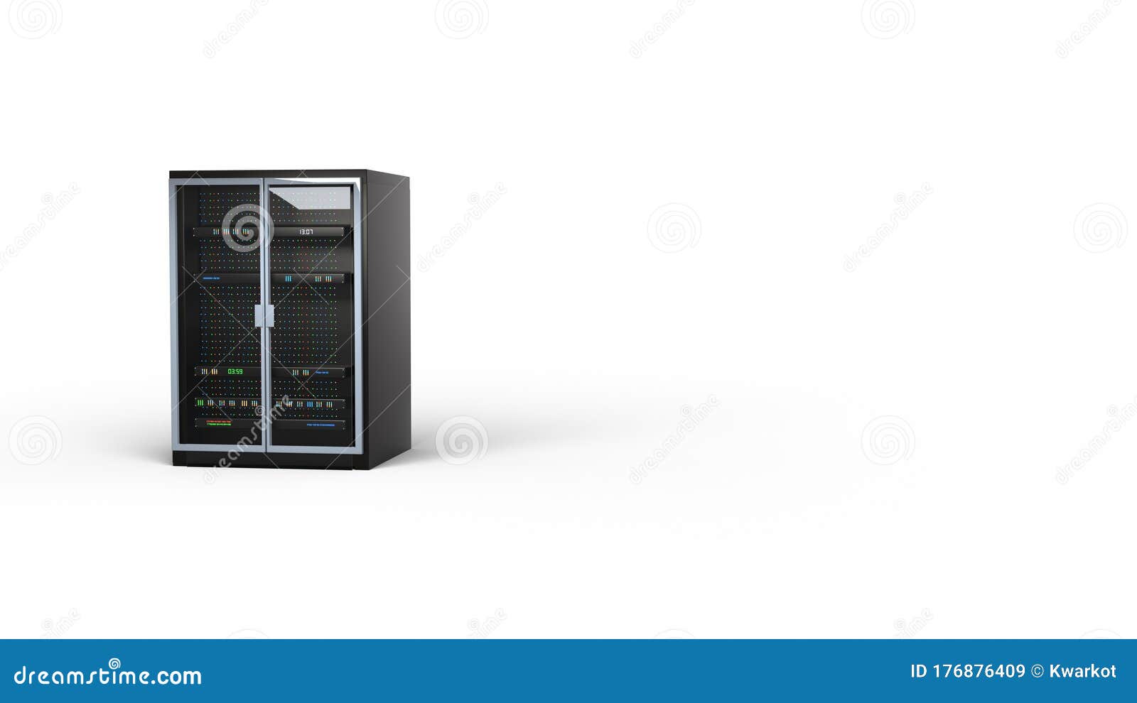 Modern Server Rack. Server Rack Image. Isolated on White Background. 3d ...