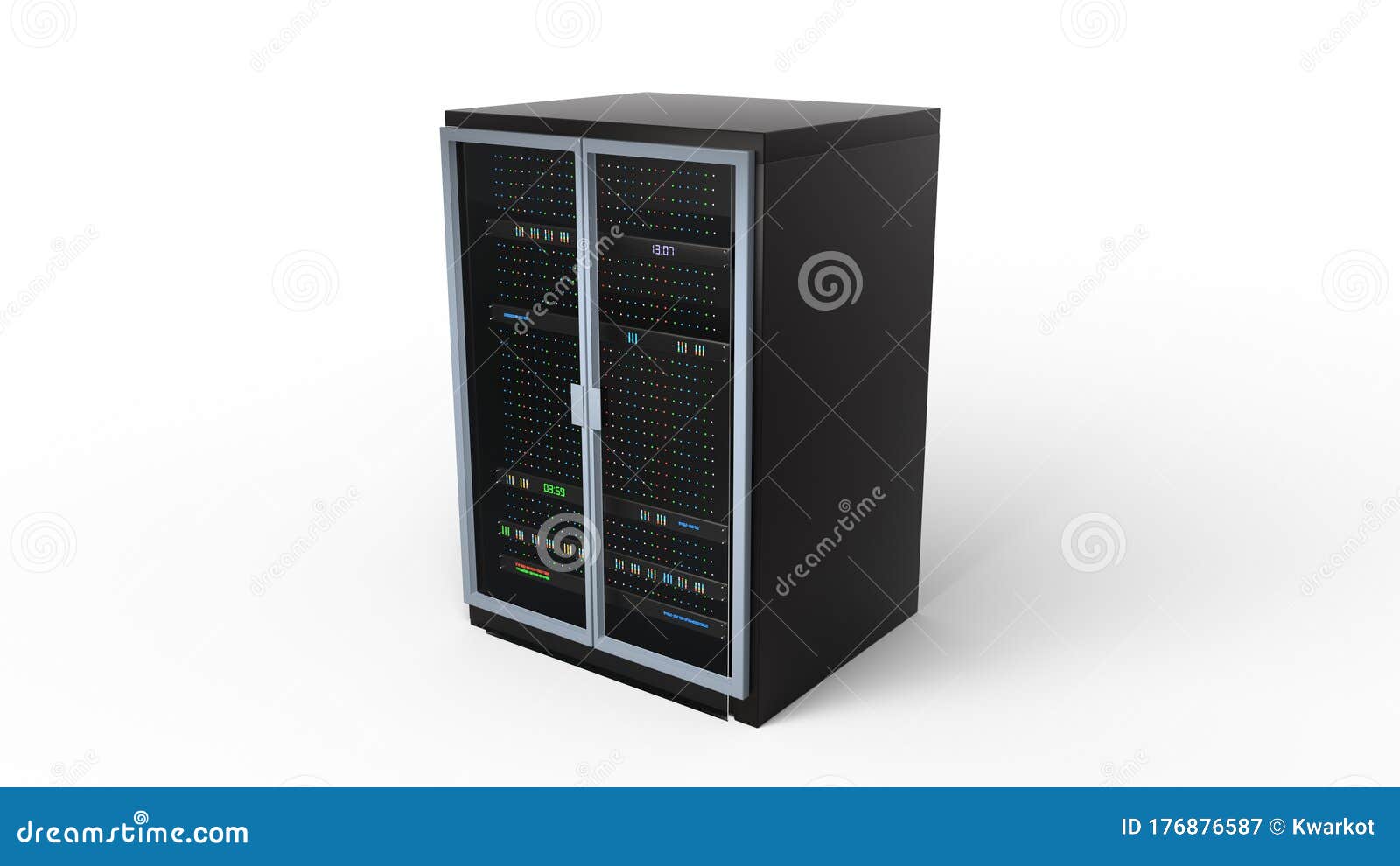Modern Server Rack. Server Rack Image. Isolated on White Background. 3d ...