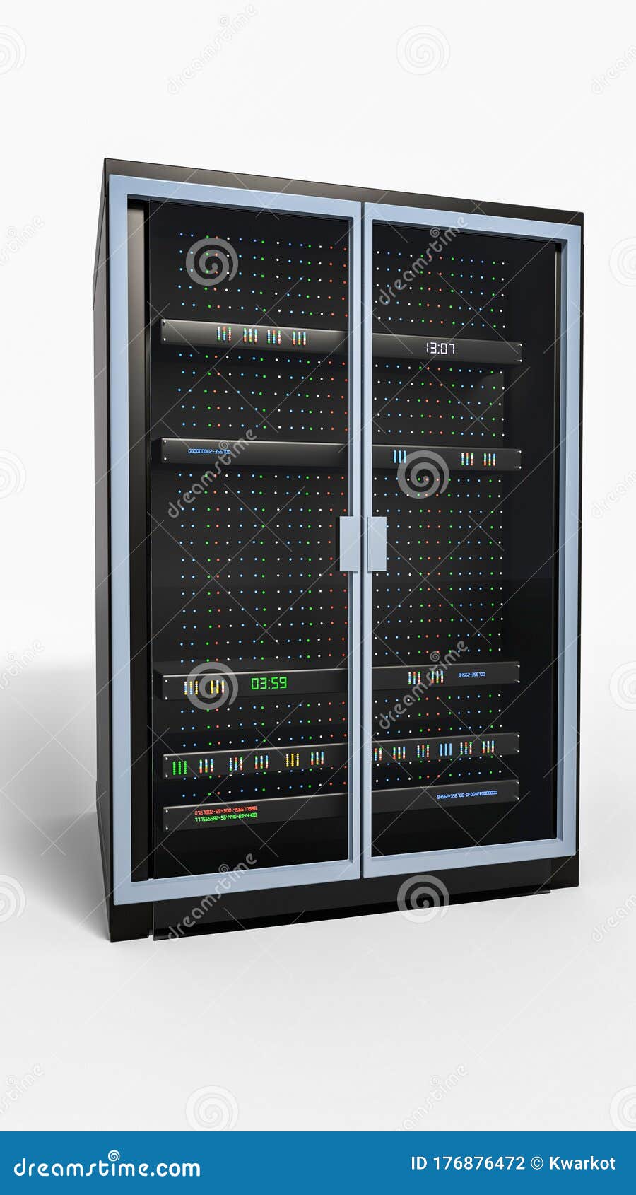 Modern Server Rack. Server Rack Image. Isolated on White Background. 3d ...