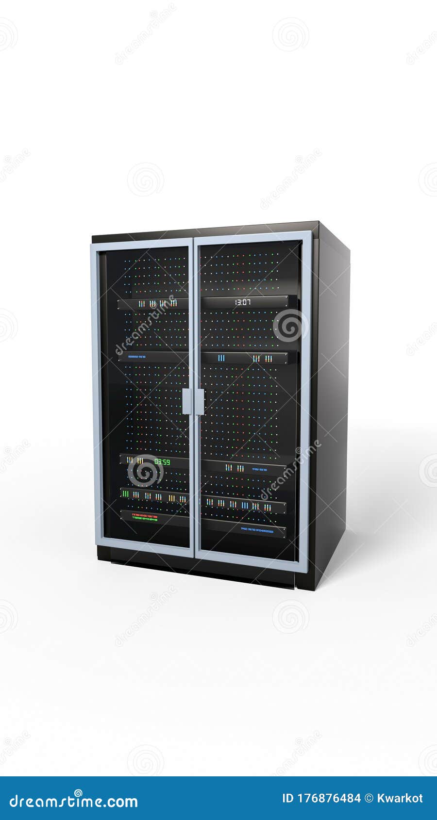 Modern Server Rack. Server Rack Image. Isolated on White Background. 3d ...