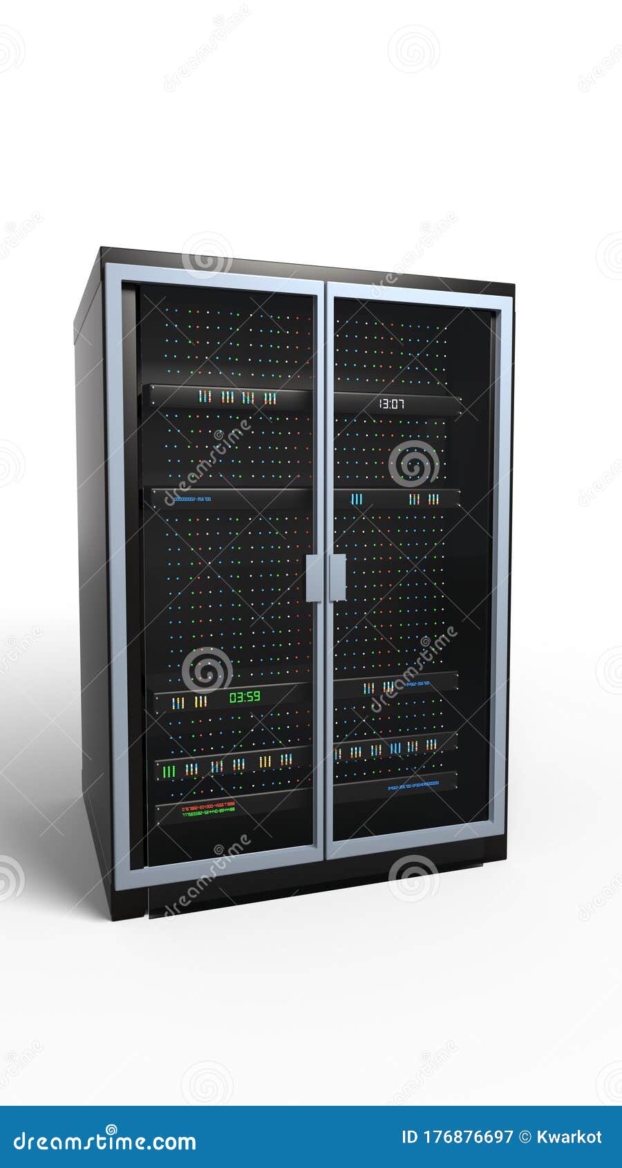 Modern Server Rack. Server Rack Image. Isolated on White Background. 3d ...