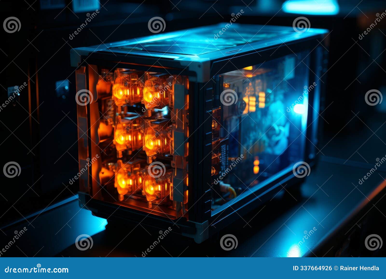 Modern Server Rack with Orange Lights in a Data Center Stock Photo ...