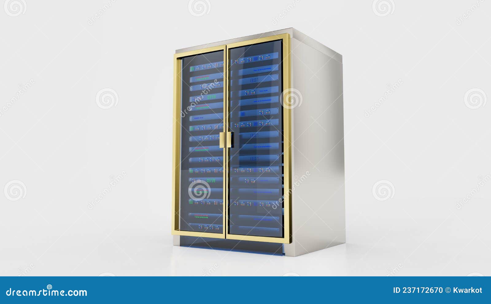 Modern Server Rack. Server Rack Image. Isolated on White Background. 3d ...